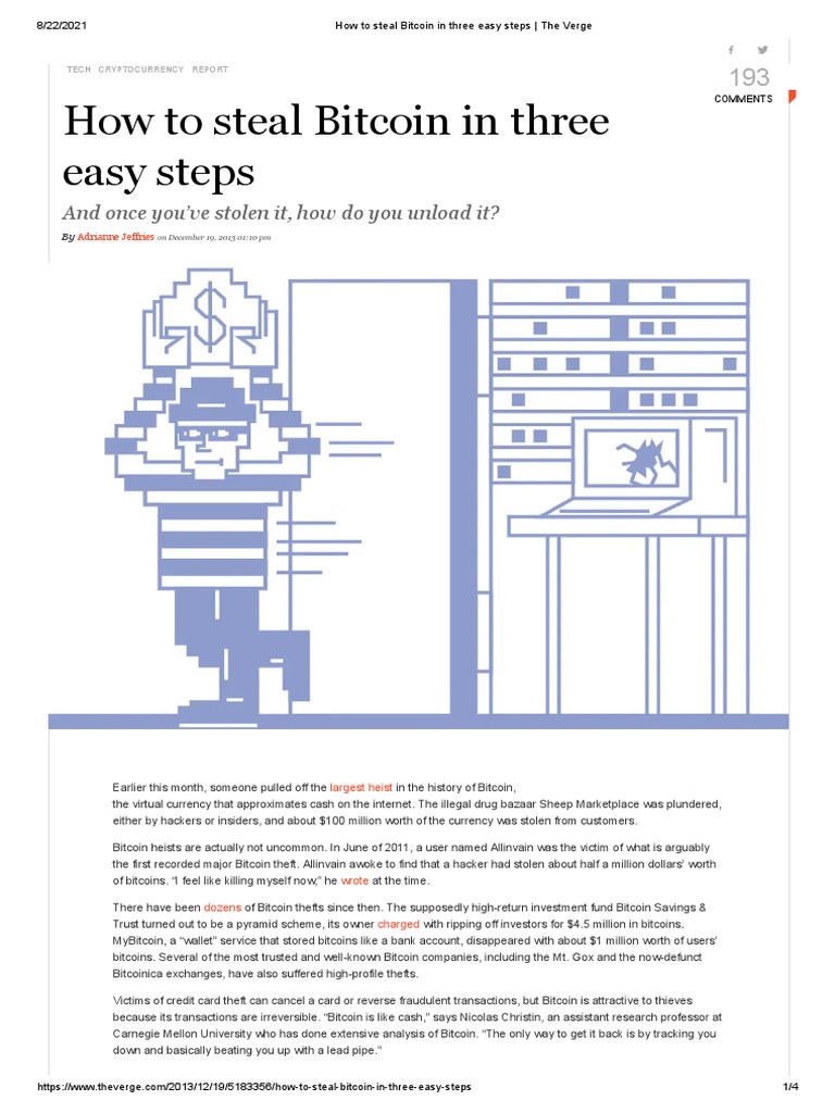 How To Steal Bitcoin in Three Easy Steps - The Verge | PDF | Bitcoin ...