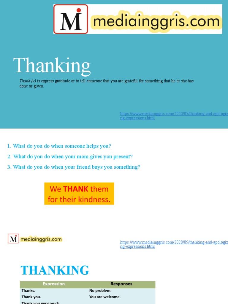 Expressions of Gratitude and Thanks | PDF