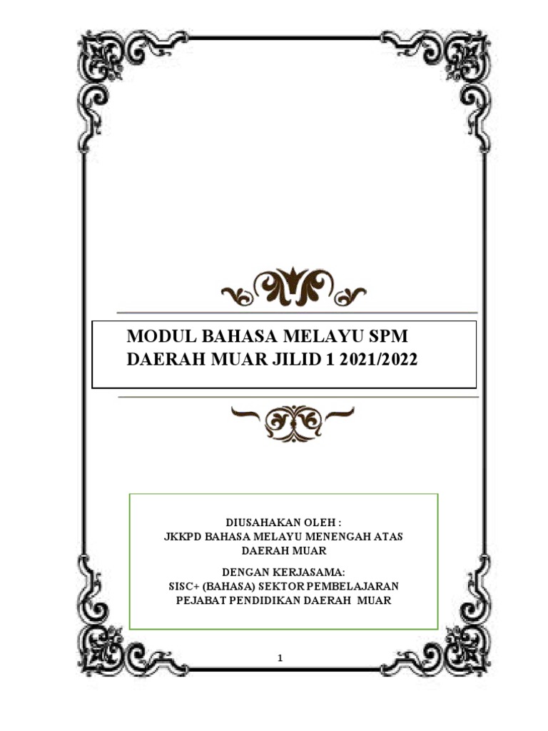Modul Bahasa Melayu SPM Daerah Muar 2021 (Terkini) | PDF