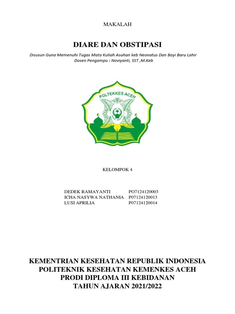 Makalah Kelompok 4 - Diare Dan Obstipasi | PDF