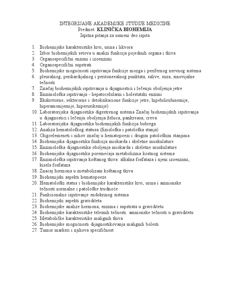 Klinicka Biohemija | PDF