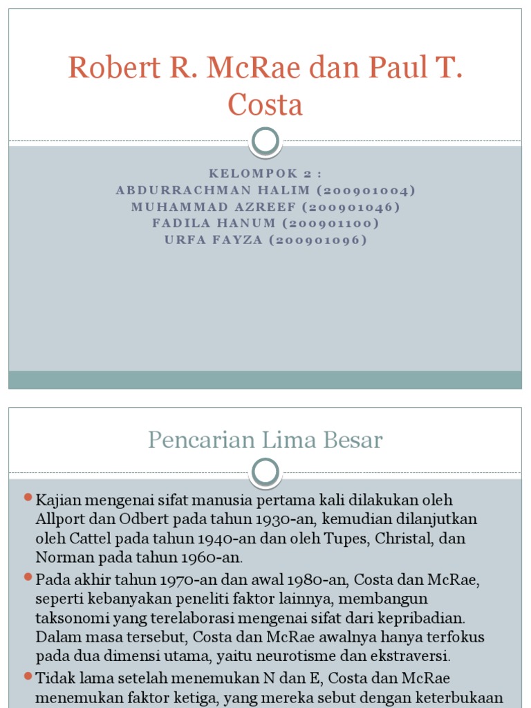 Robert R McRae Dan Costa | PDF