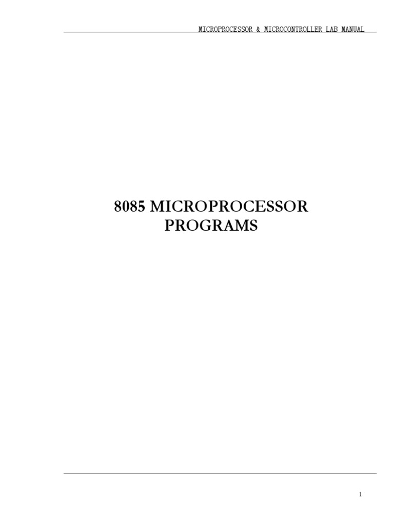 8085 Microprocessor Programs: Microprocessor & Microcontroller Lab Manual | PDF | Computer ...