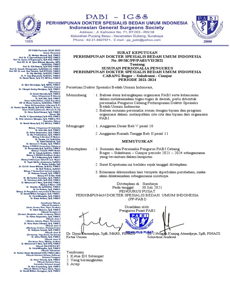 SK PABI Cabang Bogor 2021 - 2024 | PDF