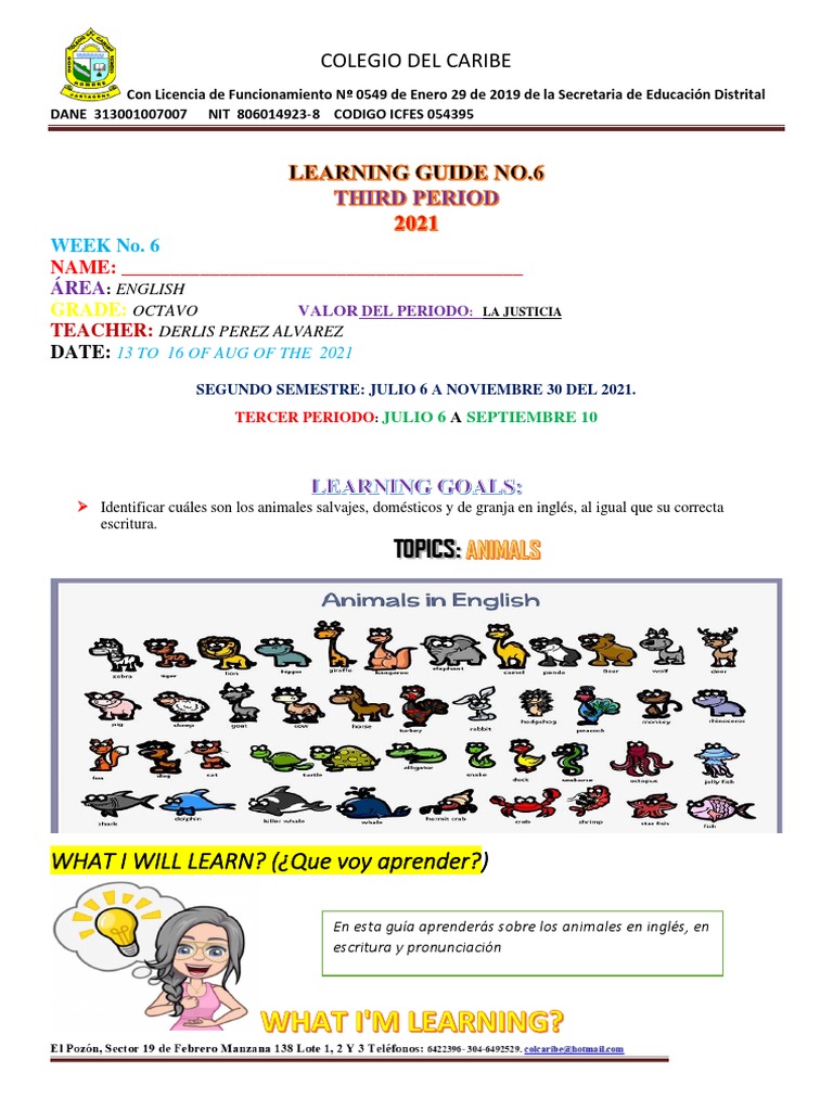 Animales en inglés: guía educativa | PDF | Zoología