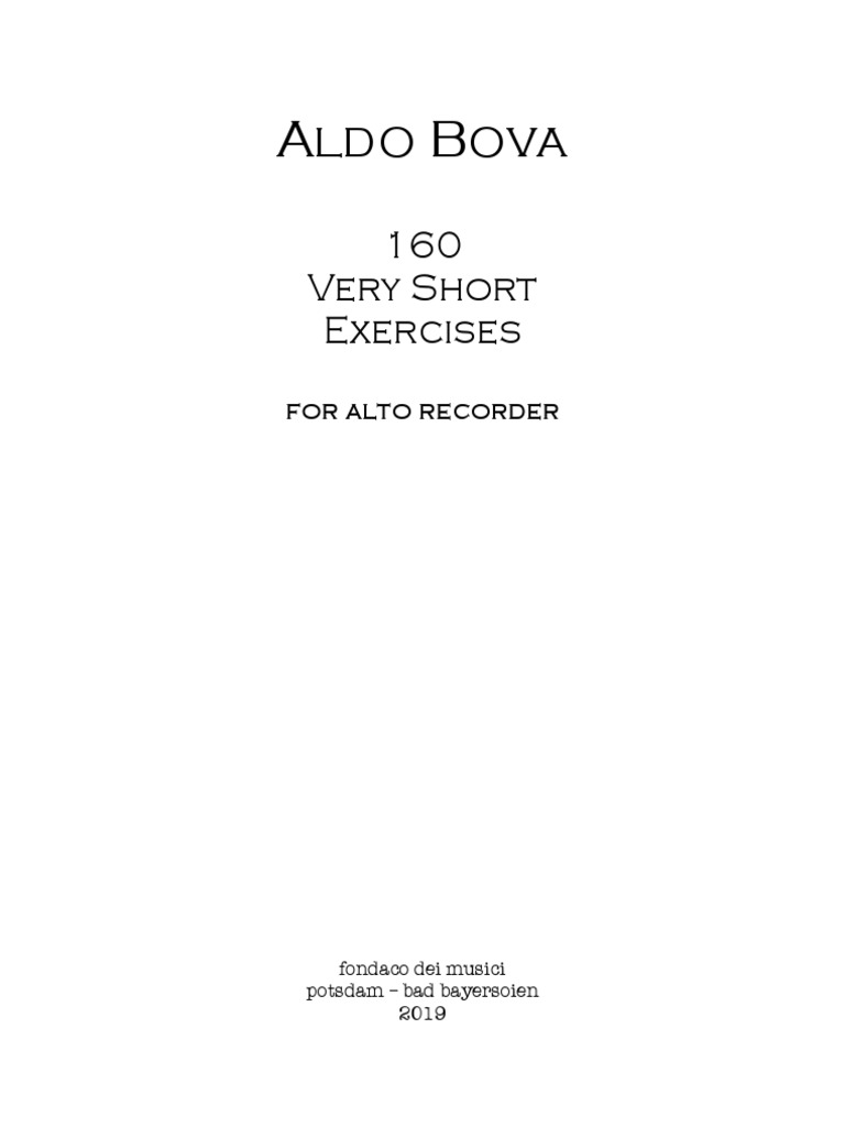 160 Very Short Exercises For Alto Recorder | PDF