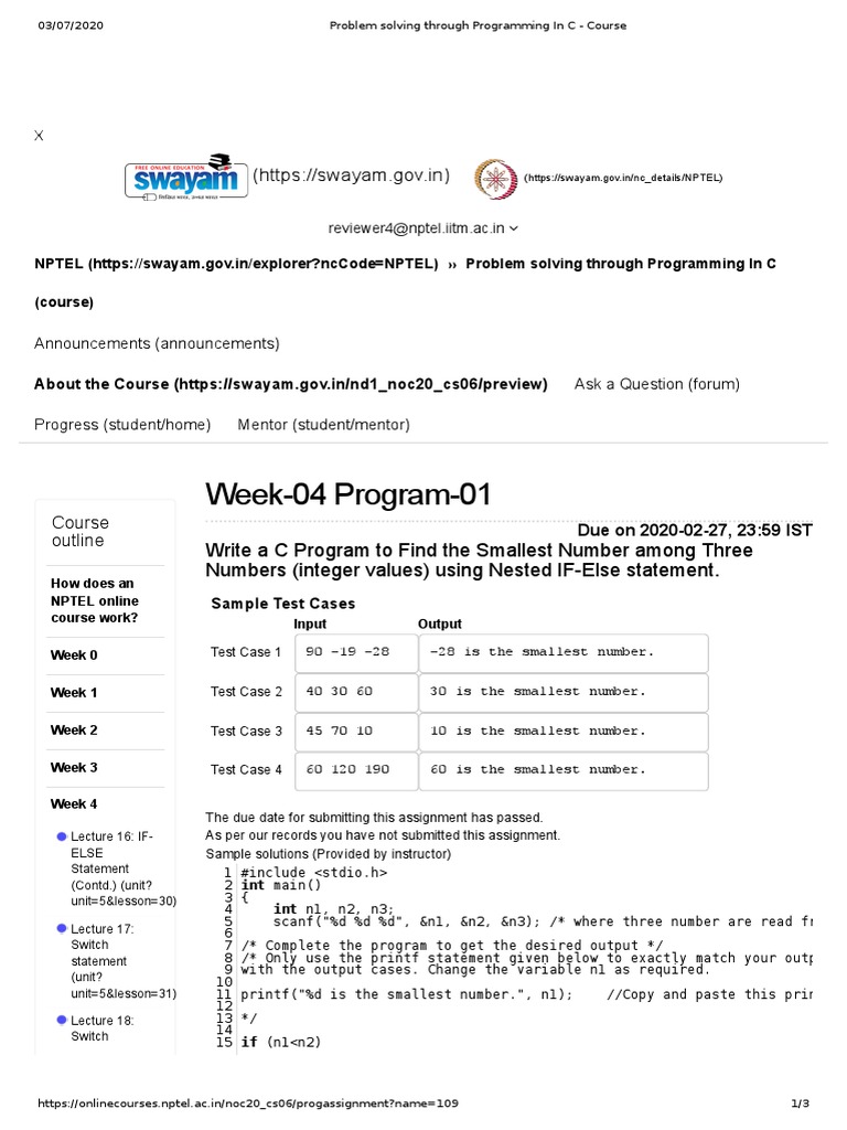 Noc20-Cs06 Week 04 Assignment 02 | PDF | Computer Programming | Computing
