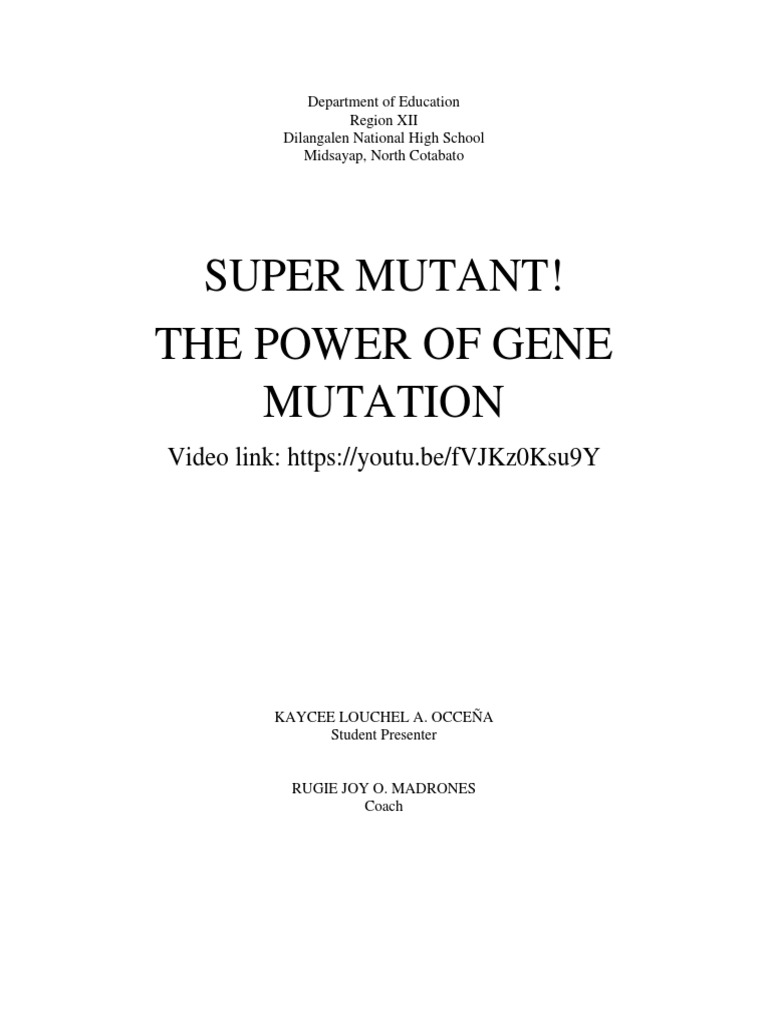 MUTATION: THE KEY TO SUPERPOWERS | PDF | Mutation | Gene