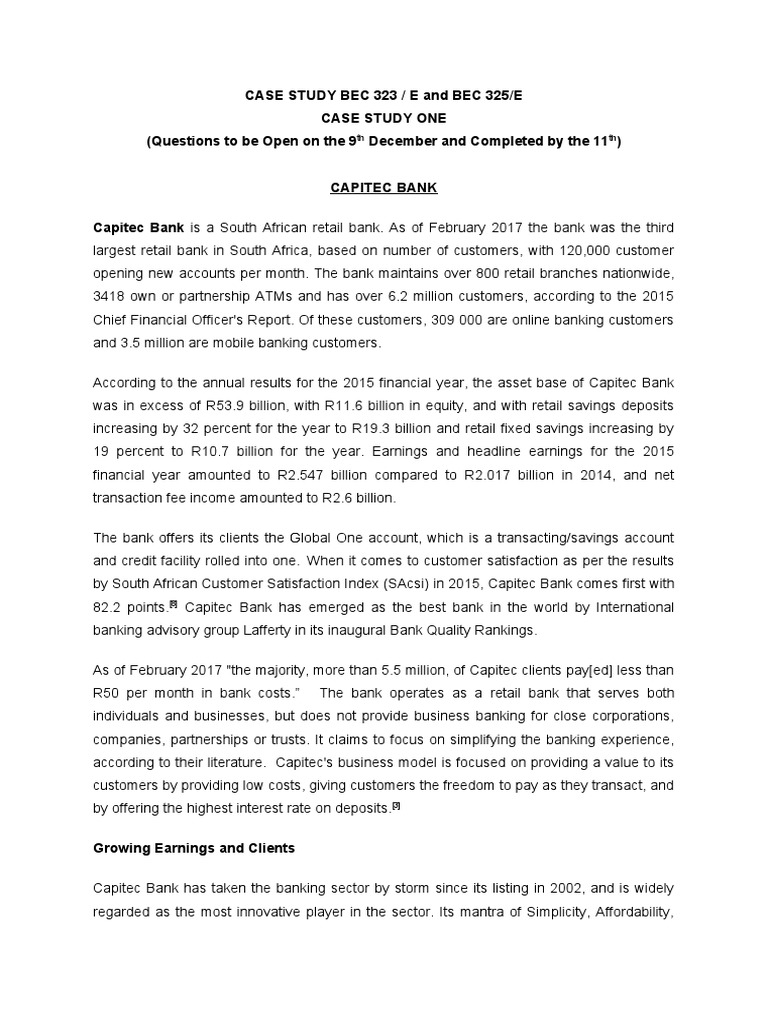 Case Study One Capitec | PDF | Economies | Money