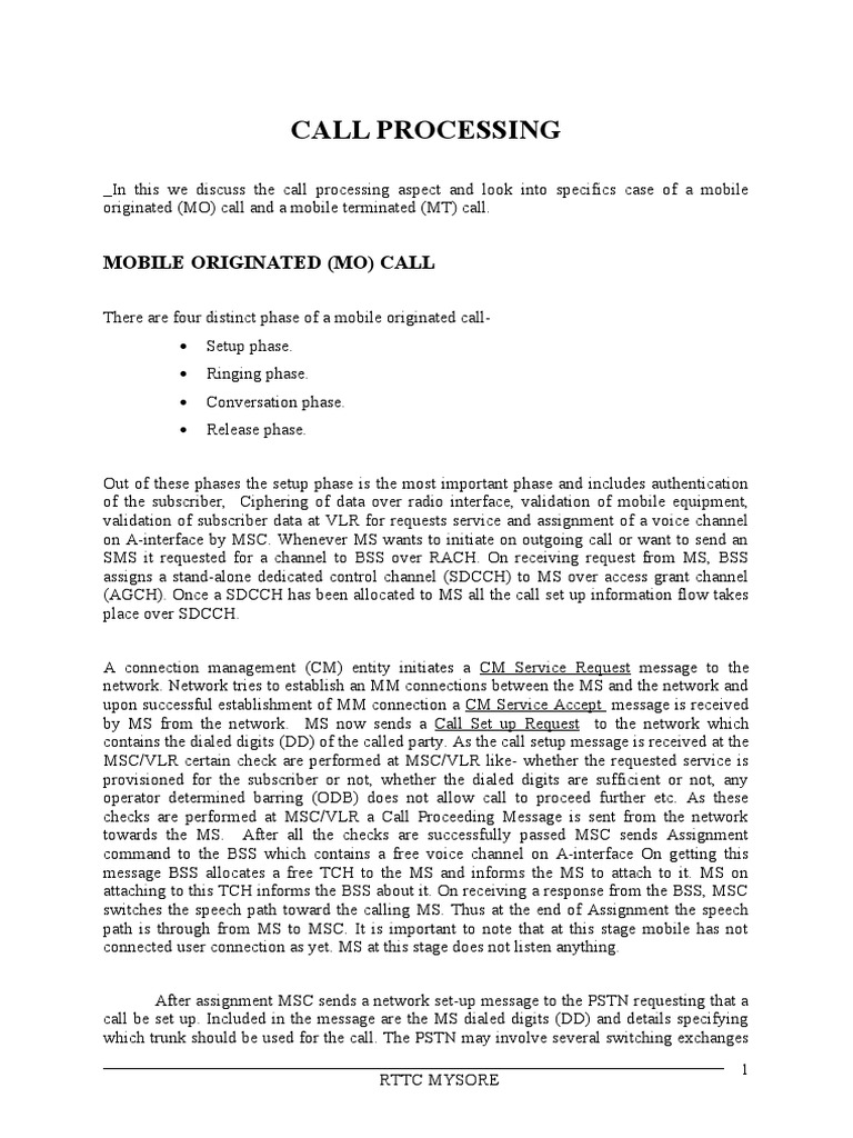 GSM Call Processing | PDF | Telephone Exchange | Computer Science