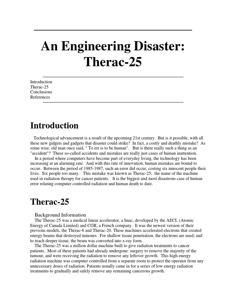An Engineering Disaster: Therac-25: Background Information | PDF ...