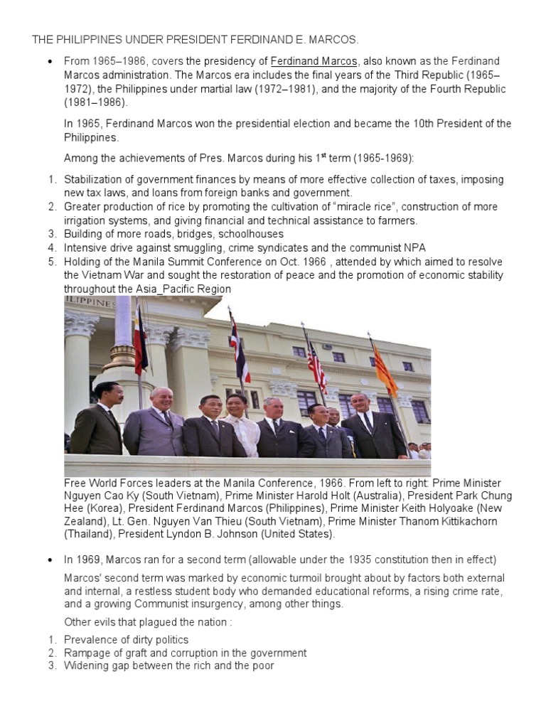 The Philippines Under Pres Marcos | PDF | President Of The Philippines ...