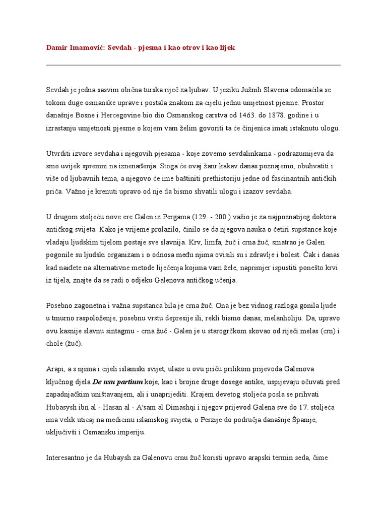 Damir Imamovic Sevdah | PDF