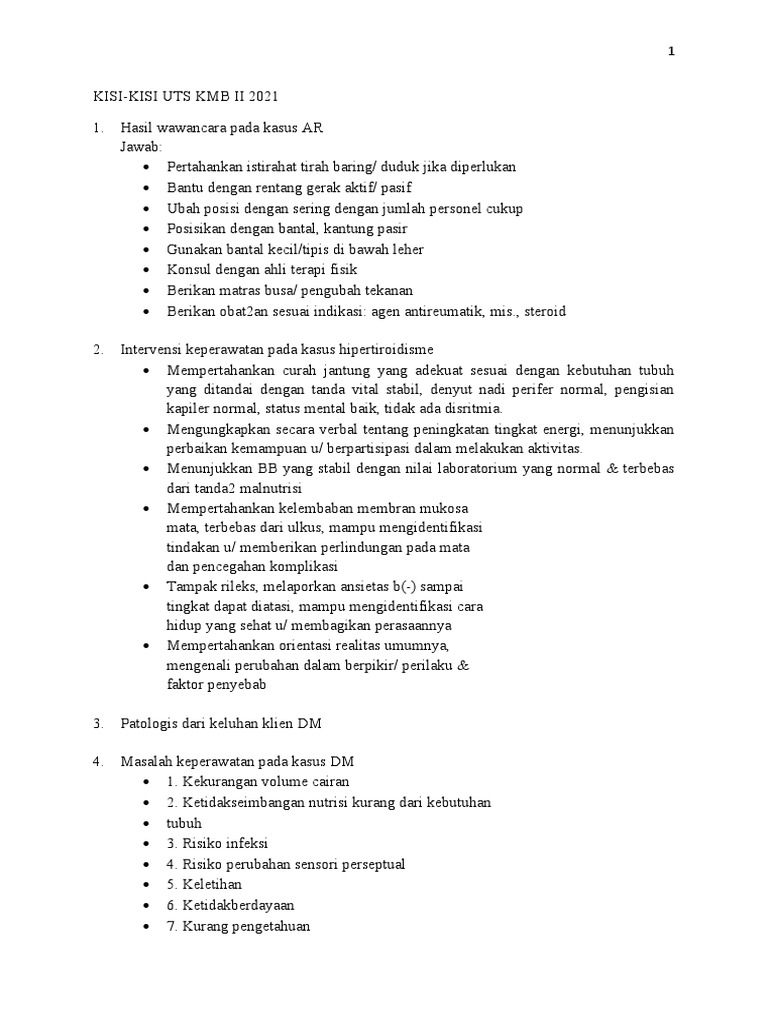 KISI-KISI UTS KMB II 2021 + Jawaban | PDF