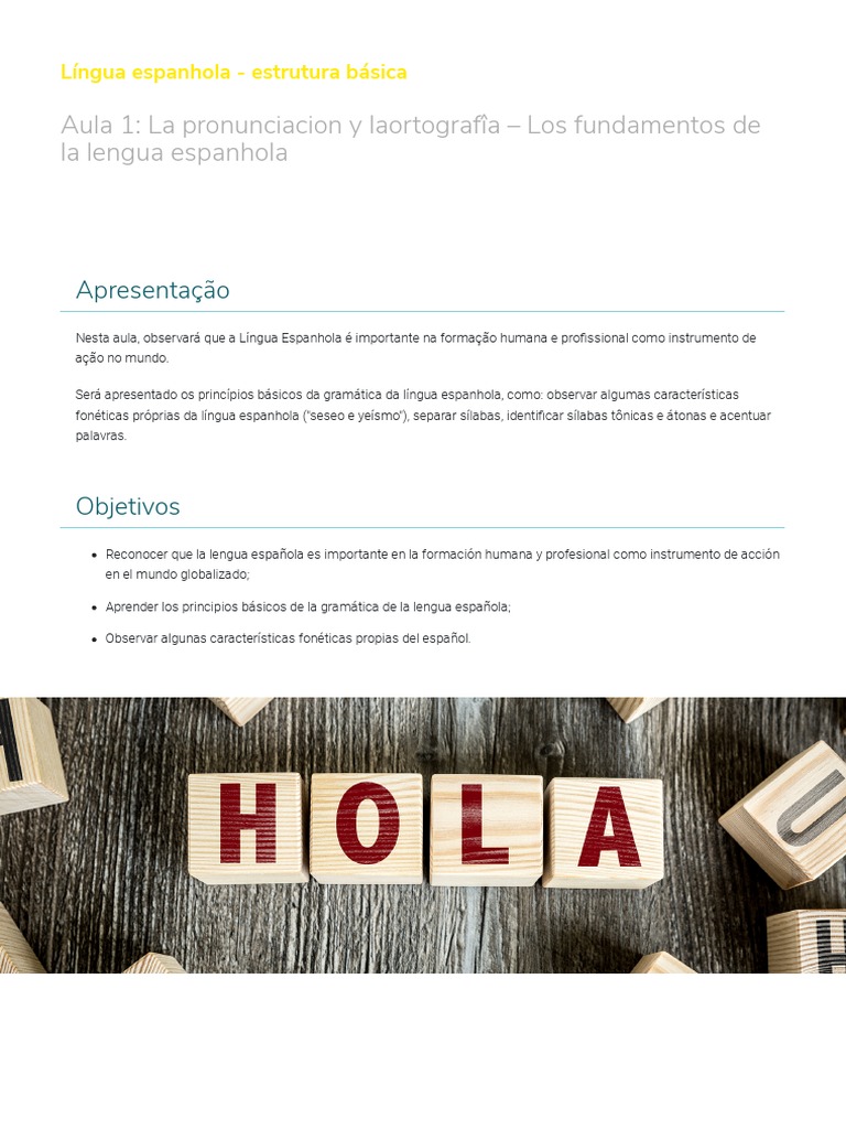 Aula 1 - Pronunciacion y Ortografia | PDF | Lengua española | Ortografía