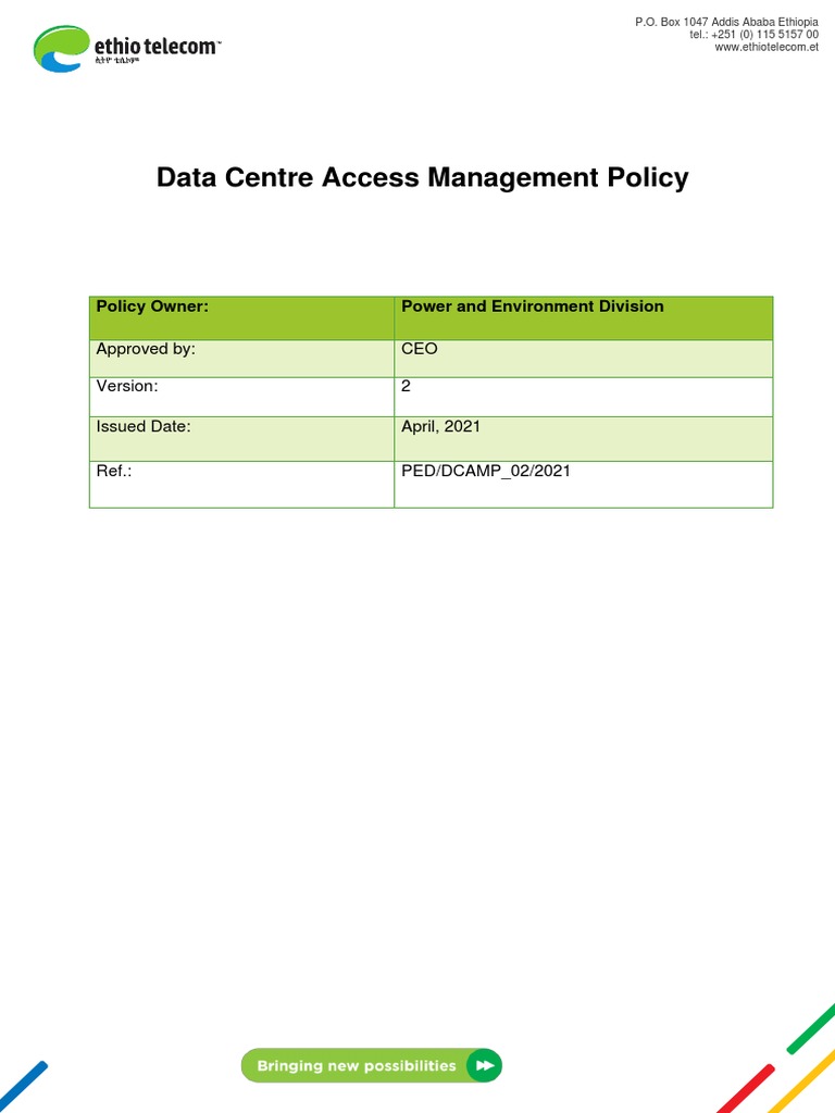 Data Centre Access Management Policy V2 - 13 April 2021 Commented | PDF ...