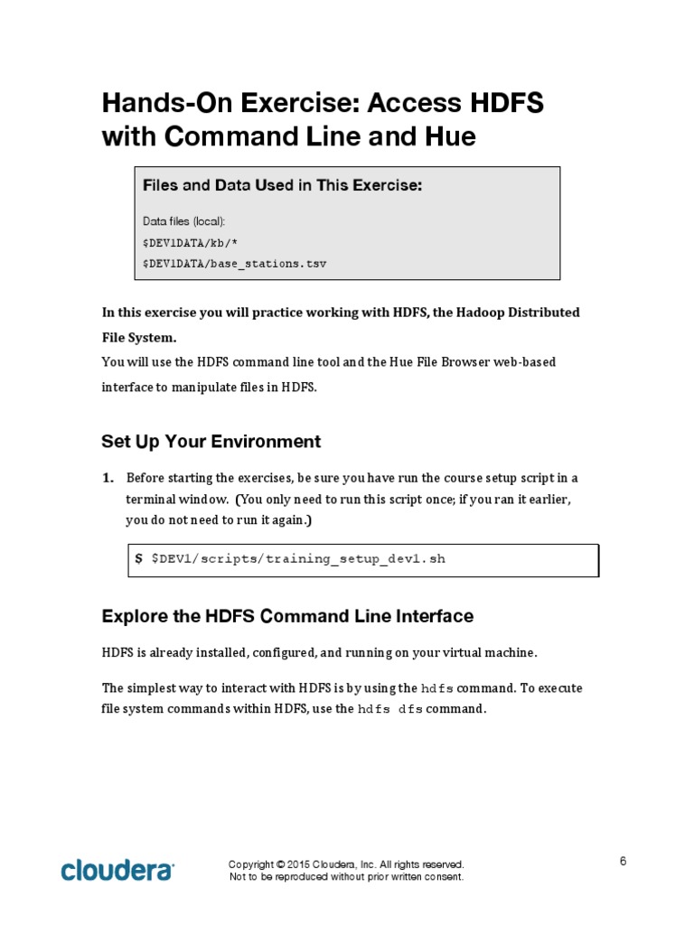 Hands-On Exercise: Access HDFS With Command Line and Hue | PDF | Directory (Computing) | Apache ...