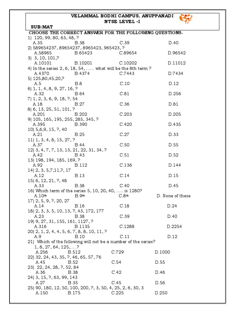 Series Completion Work Sheet | PDF | Teaching Methods & Materials