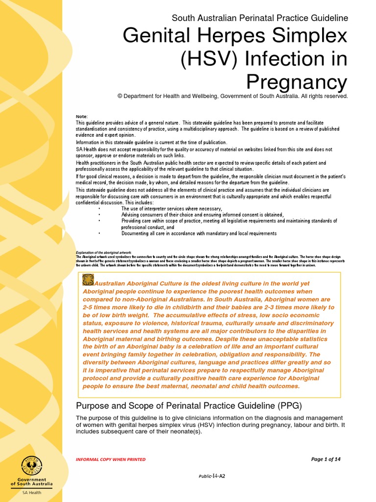 Genital Herpes Simplex (HSV) Infection in Pregnancy: South Australian ...
