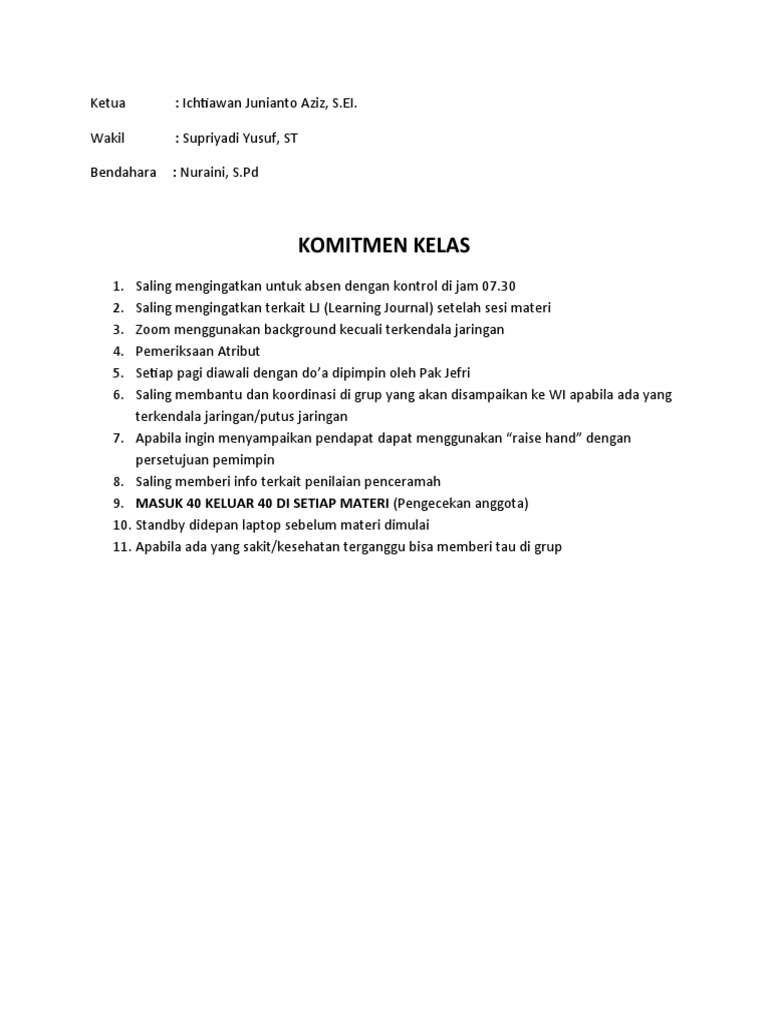 Komitmen Kelas | PDF | Pengembangan Diri