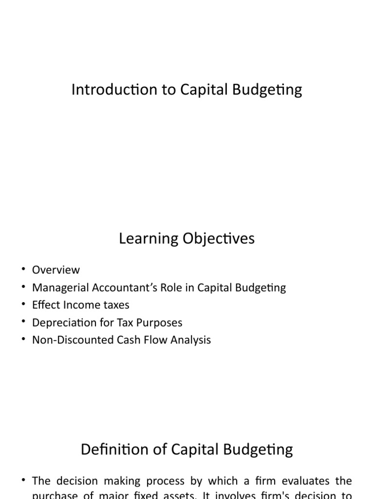 Introduction To Capital Budgeting | PDF | Capital Budgeting | Expense