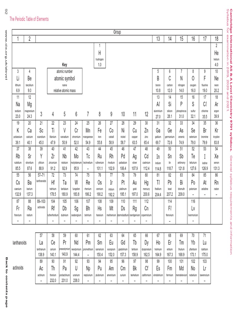 A - Level - Periodic - Table - Cambridge | PDF | Silicon | Sets Of ...