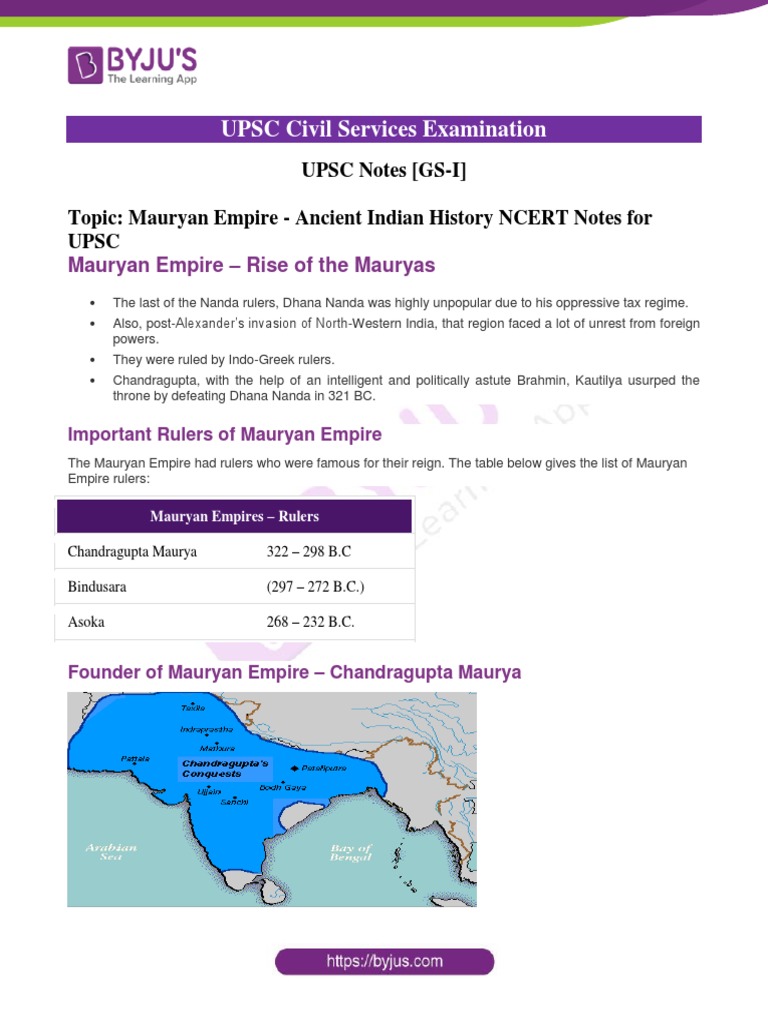 UPSC Civil Services Examination: UPSC Notes (GS-I) Topic: Mauryan ...