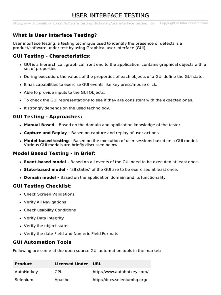 Use Interface Testing | PDF | Graphical User Interfaces | Computer ...