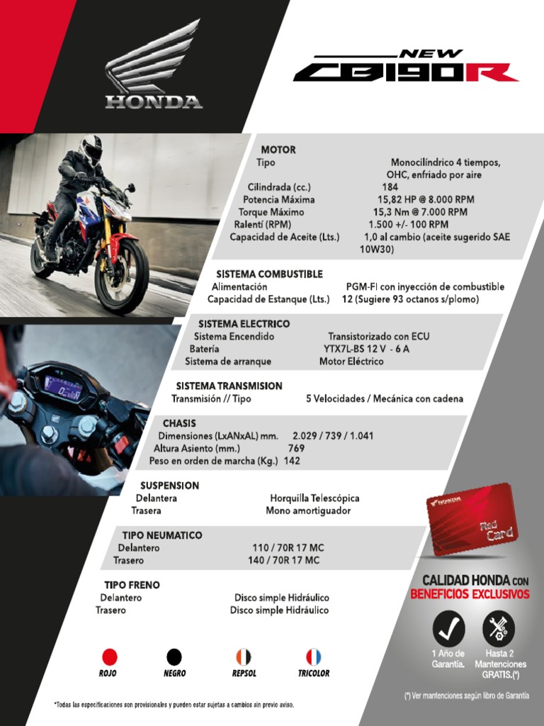 Ficha Tecnica CB190 | PDF