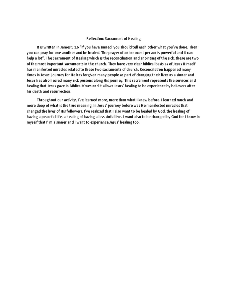Understanding the Sacrament of Healing | PDF | Self-Improvement
