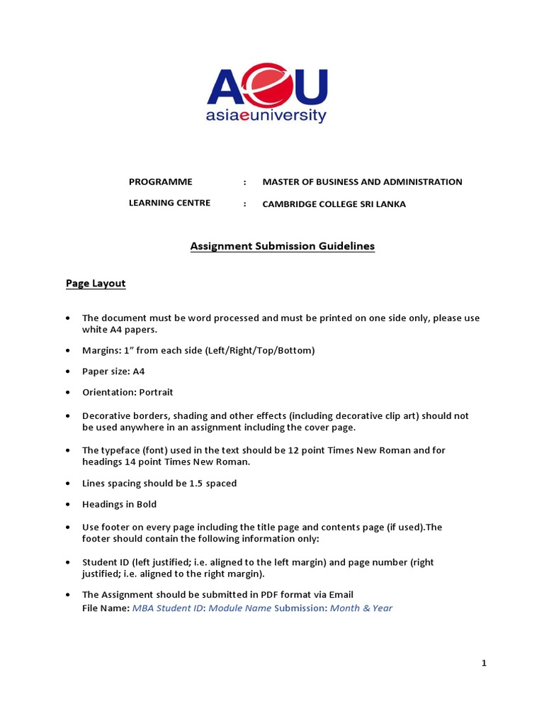Assignment Submission Guidelines: Programme | Download Free PDF | Plagiarism | Typefaces