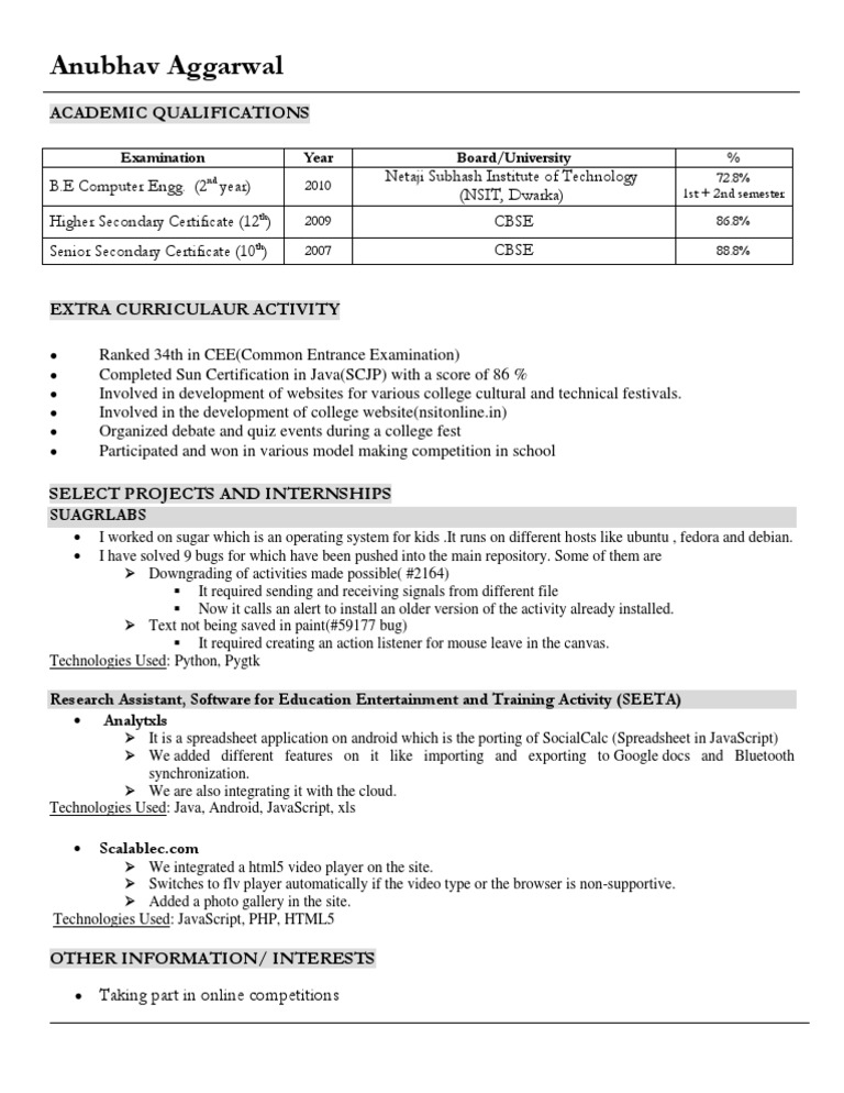 Engineering Student Profile | PDF