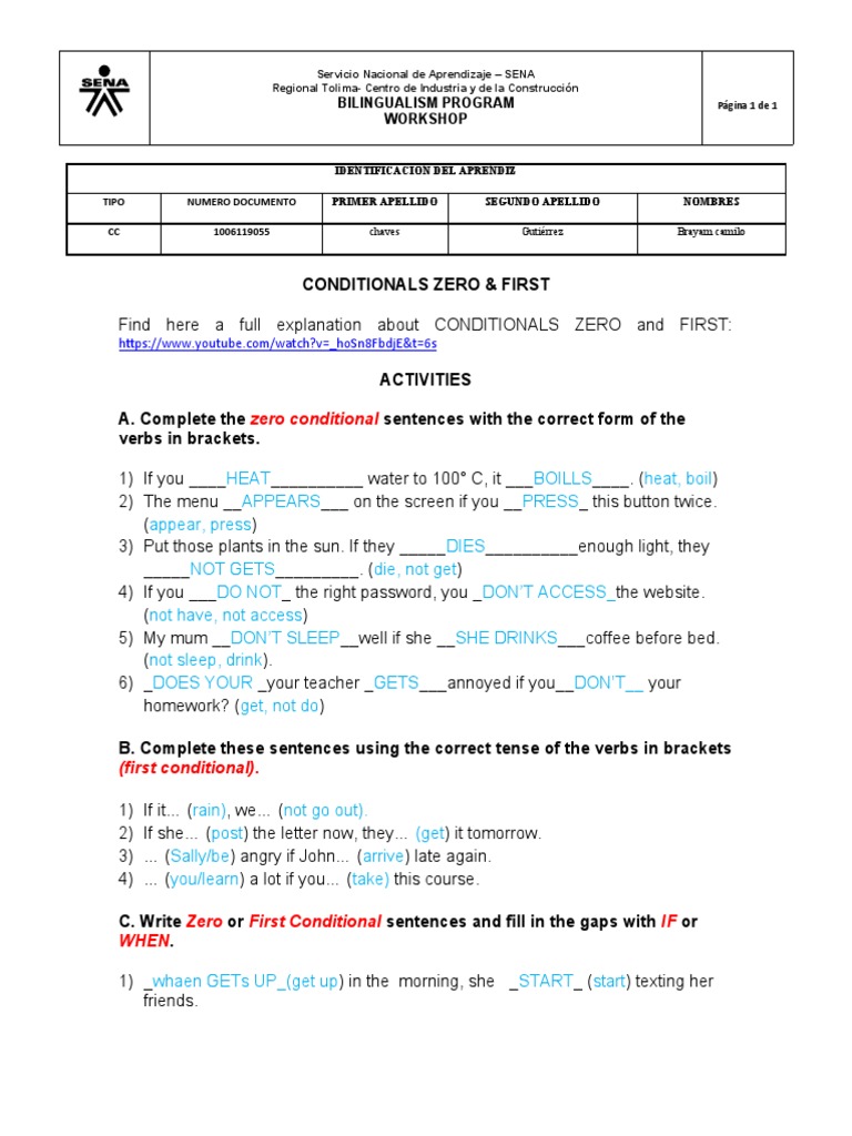 Conditionals Zerofirst | PDF | Grammar | Linguistics