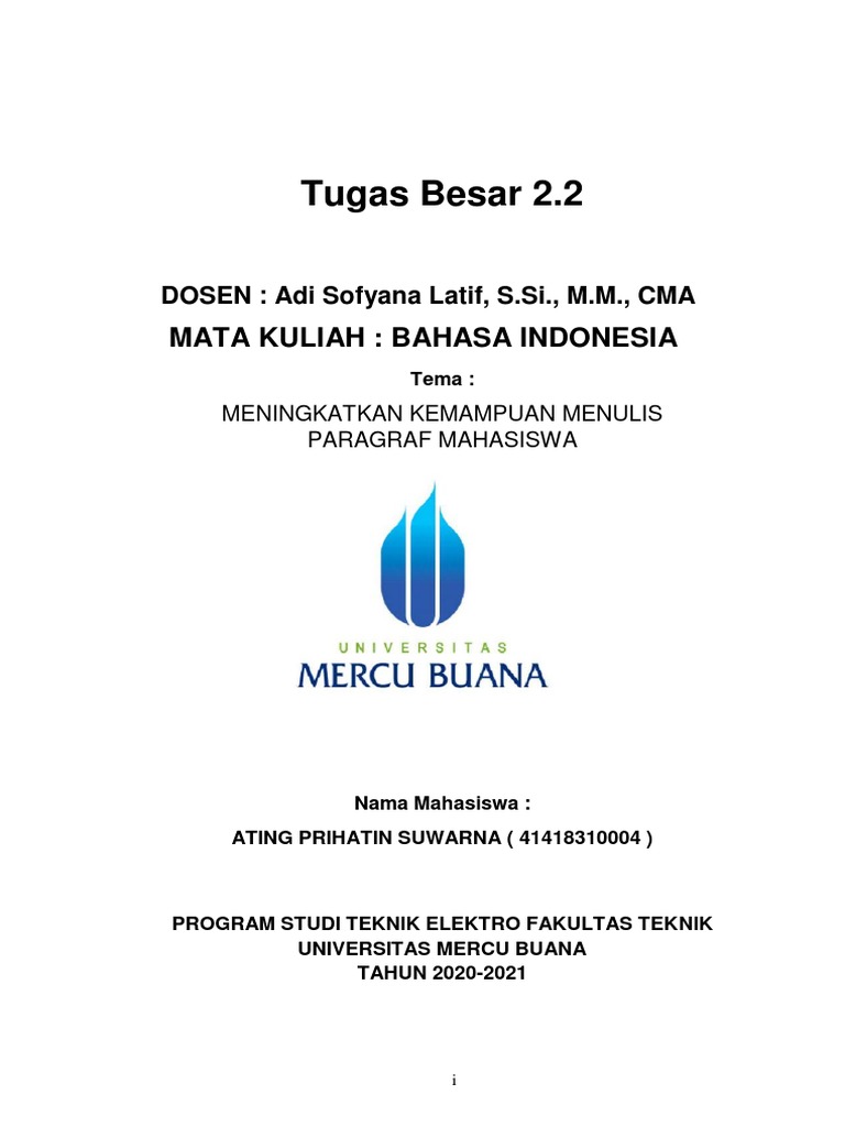 TB 2.2 Meningkatkan Kemampuan Menulis Paragraf Mahasiswa | PDF