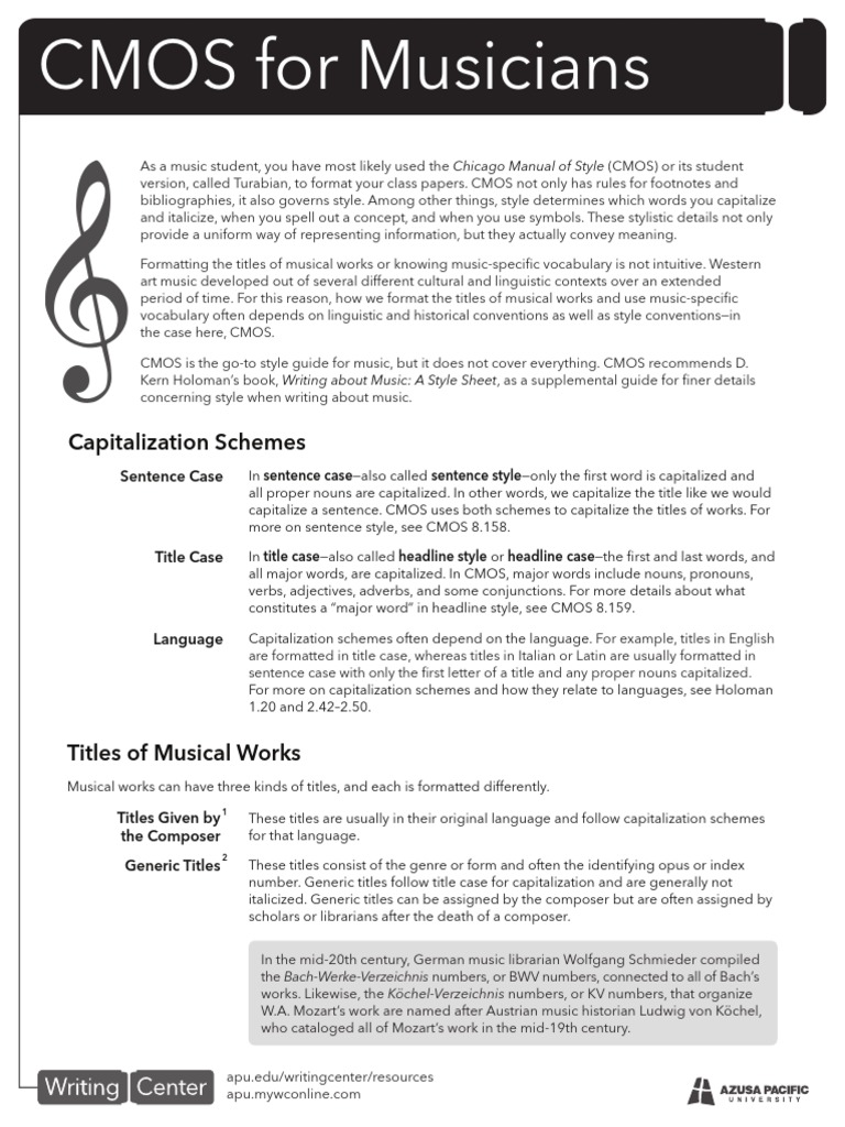 Chicago Style Music Writing Style Guide 2 | PDF | Tempo | Word