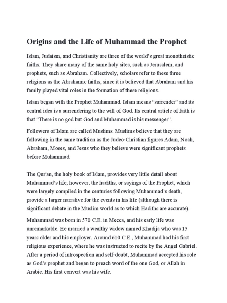 Origins and The Life of Muhammad The Prophet | PDF | Muhammad | Ali