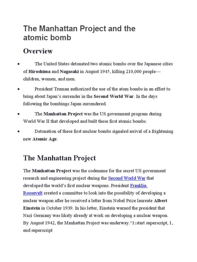 The Manhattan Project and The Atomic Bomb: Second World War Franklin ...