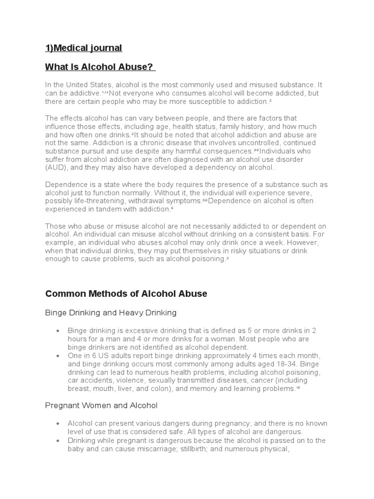 1) Medical Journal What Is Alcohol Abuse?: Binge Drinking and Heavy ...