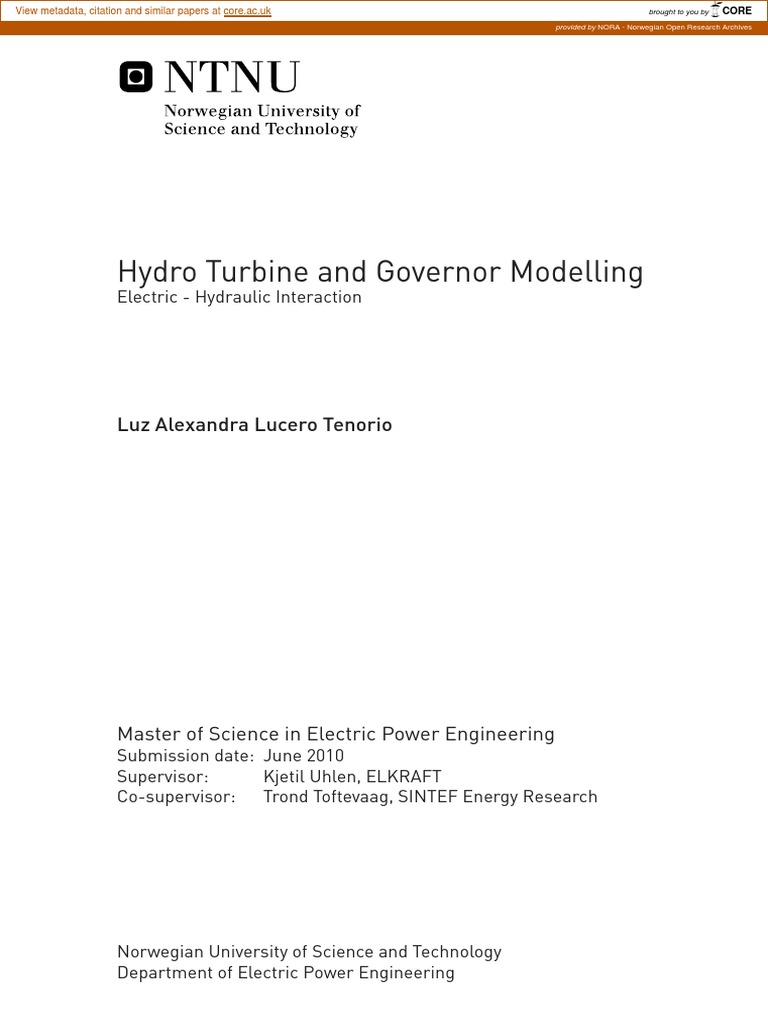 Hydro Turbine and Governor Modelling | PDF | Hydropower | Turbine