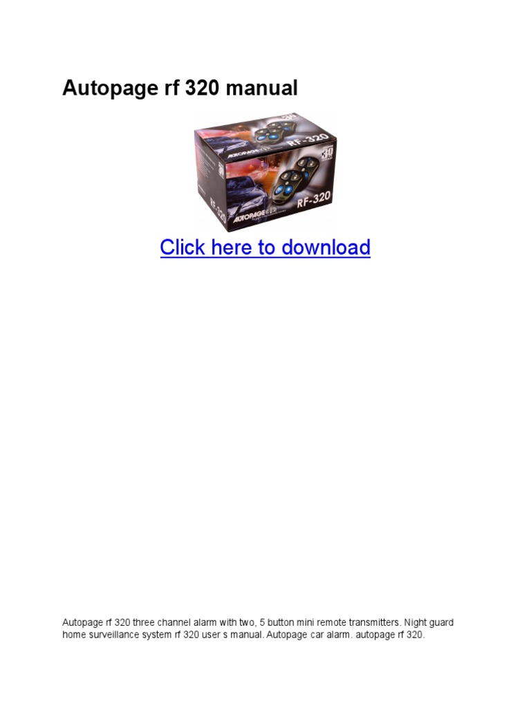 Autopage RF 320 Manual | PDF | Car | Security Alarm