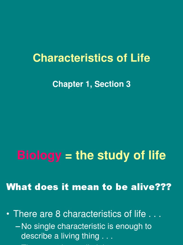 Characteristics of Life - Updated | PDF | Life | Organisms