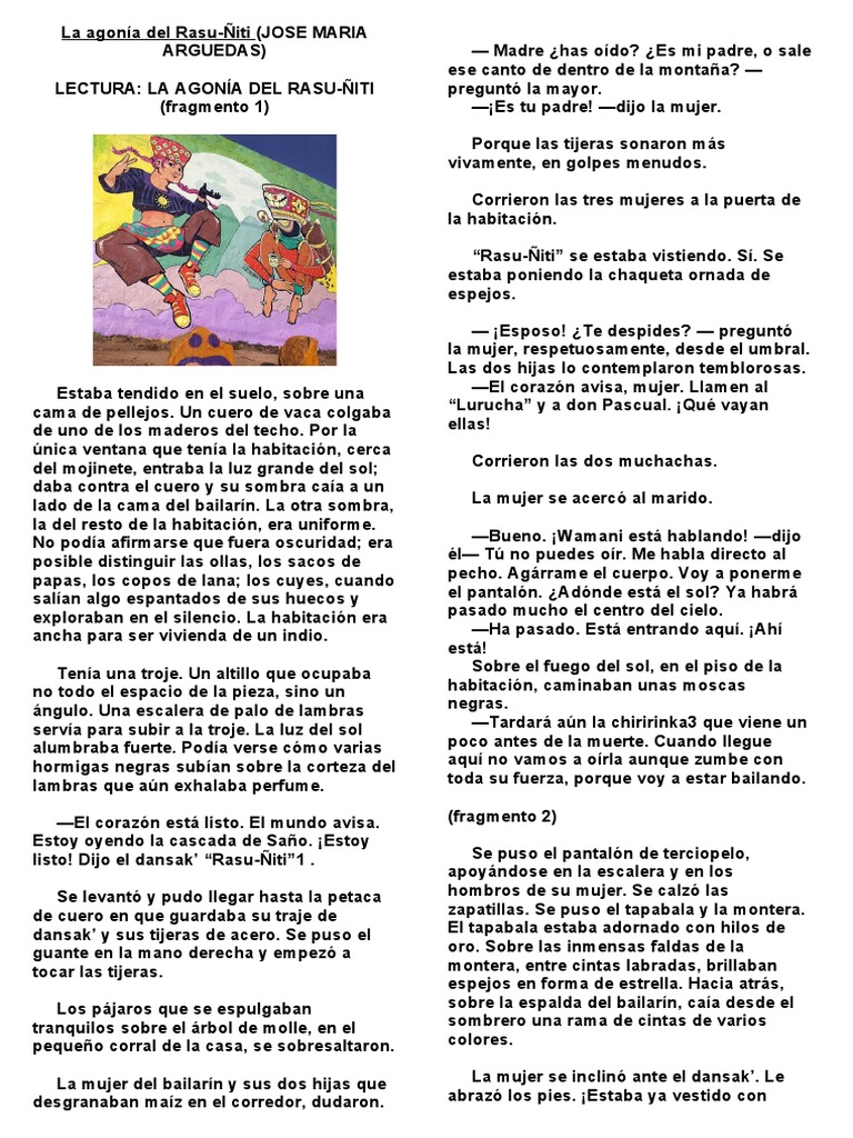La Agonía Del Rasu Ñiti Cuento Fragmentos 1-4 | PDF | Poesía