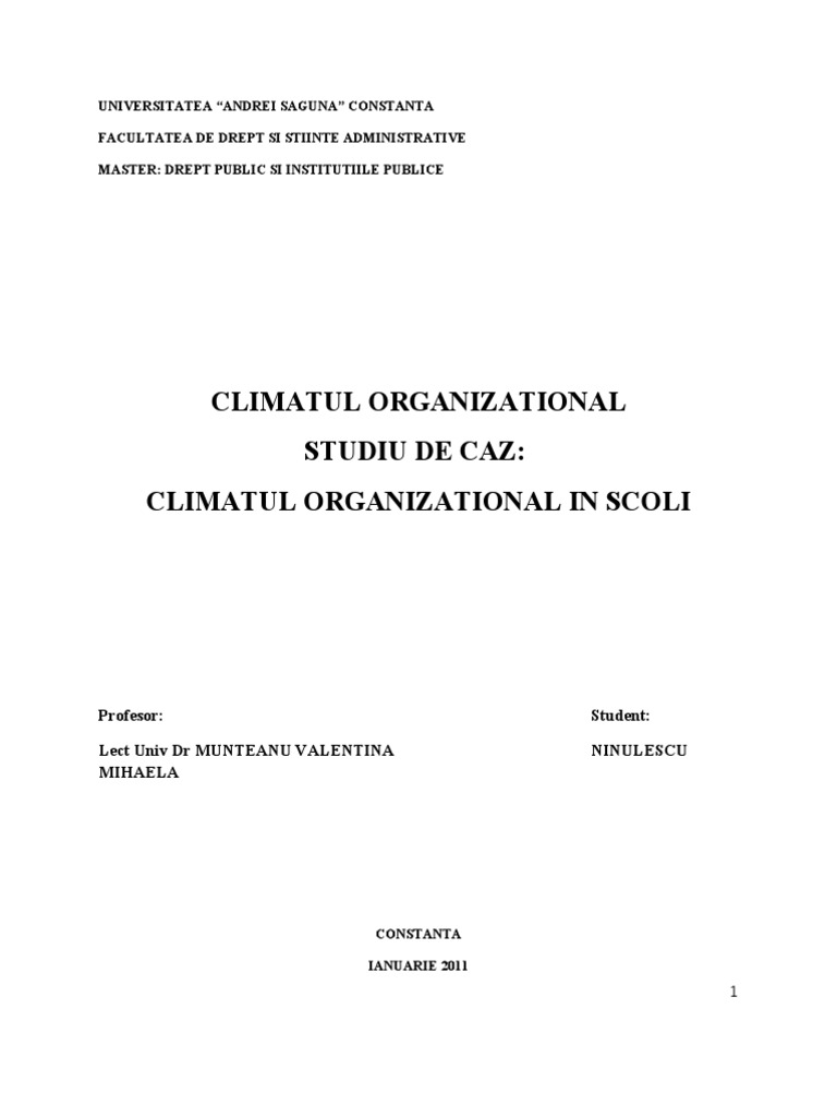 Climatul Organizational | PDF