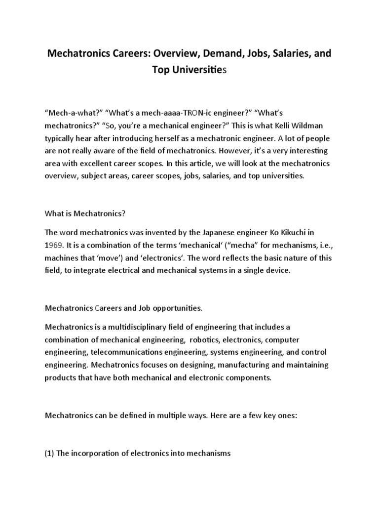 Mechatronics Careers: Overview, Demand, Jobs, Salaries, and Top ...