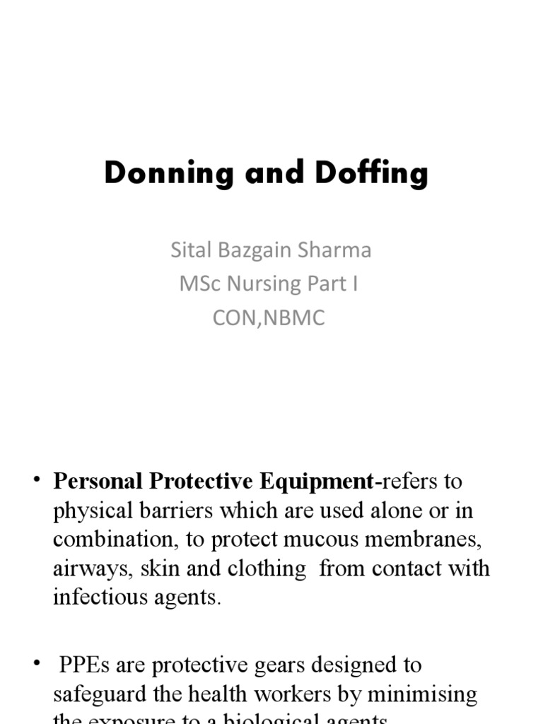 Donning And Doffing Of Personal Protective Equipment Pdf Personal