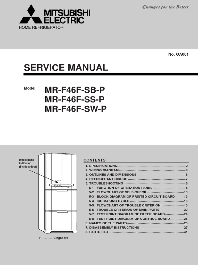Service Manual: MR-F46F-SB-P MR-F46F-SS-P MR-F46F-SW-P | PDF ...