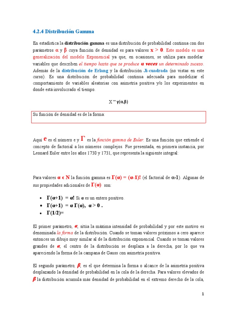 Distribucion Gamma | PDF | Media | Distribución de probabilidad