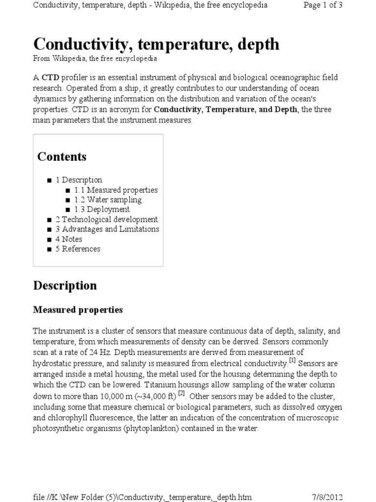 Conductivity, Temperature, Depth: From Wikipedia, The Free Encyclopedia ...