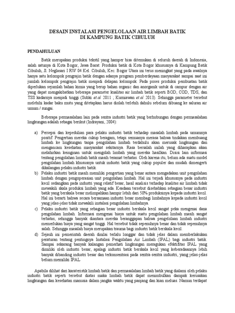 Pengelolaan Limbah Batik Cibuluh | PDF | Teknologi & Rekayasa