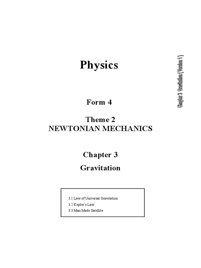 Physics: Form 4 Theme 2 Newtonian Mechanics | PDF | Gravity | Orbit
